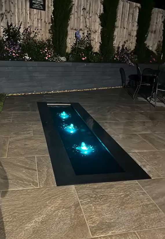 Custom Water Feature with User-Controlled Fountain & Lighting